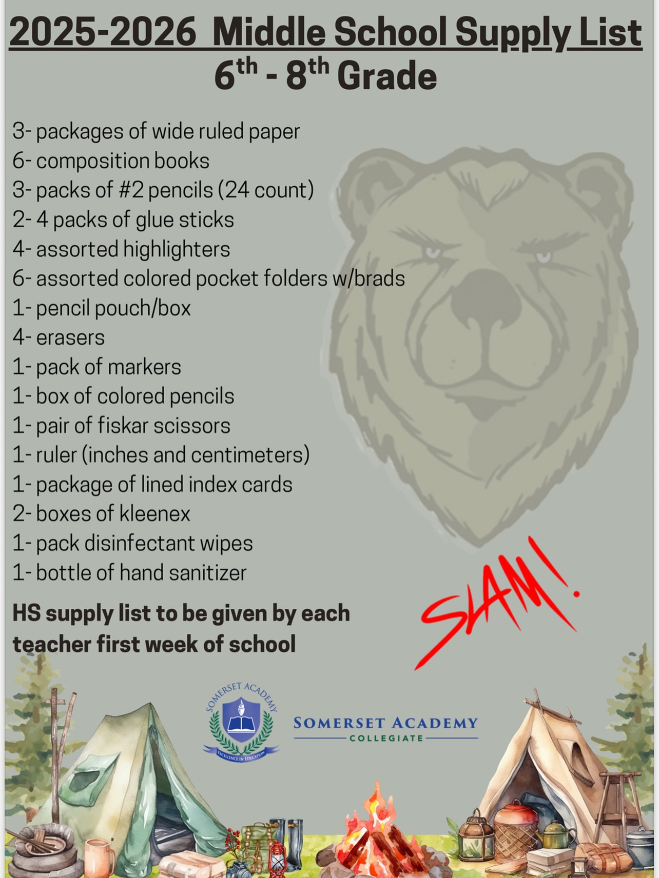 School Supply List | Back to School 2023-2024 | Somerset Academy Collegiate